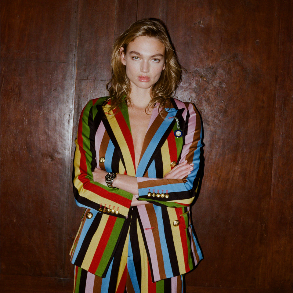 Women's Croquet Stripe Double-Breasted Diana Blazer – Rowing Blazers