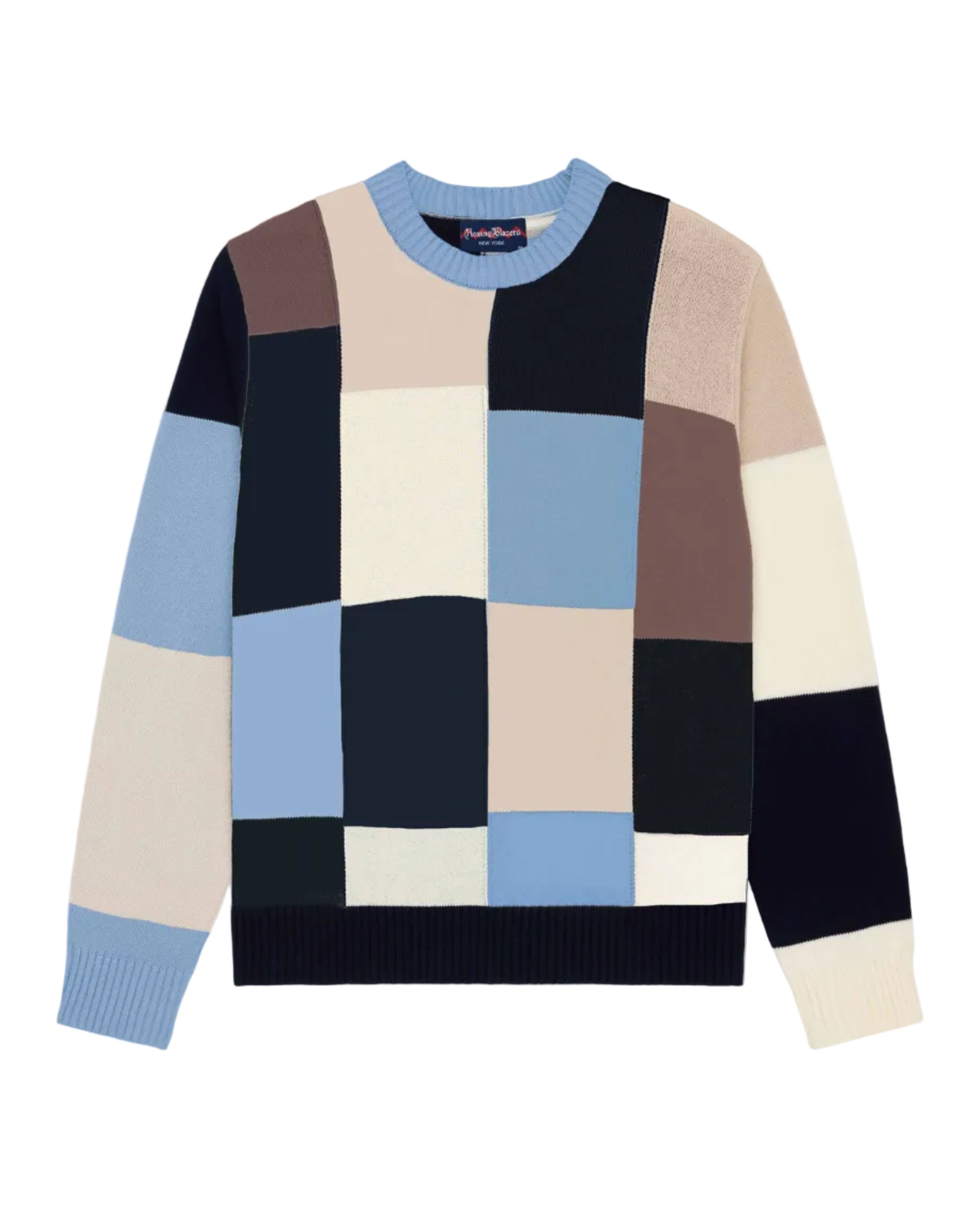 Men's Cotton Patchwork Sweater Blue Patchwork – Rowing Blazers