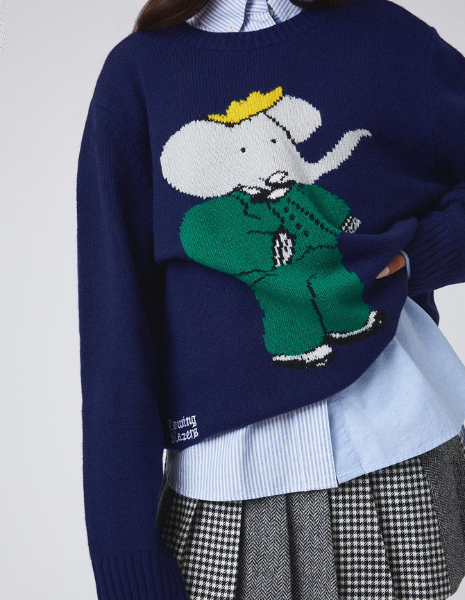 Men's Cashmere Block Stripe Sweater Gold/Navy – Rowing Blazers