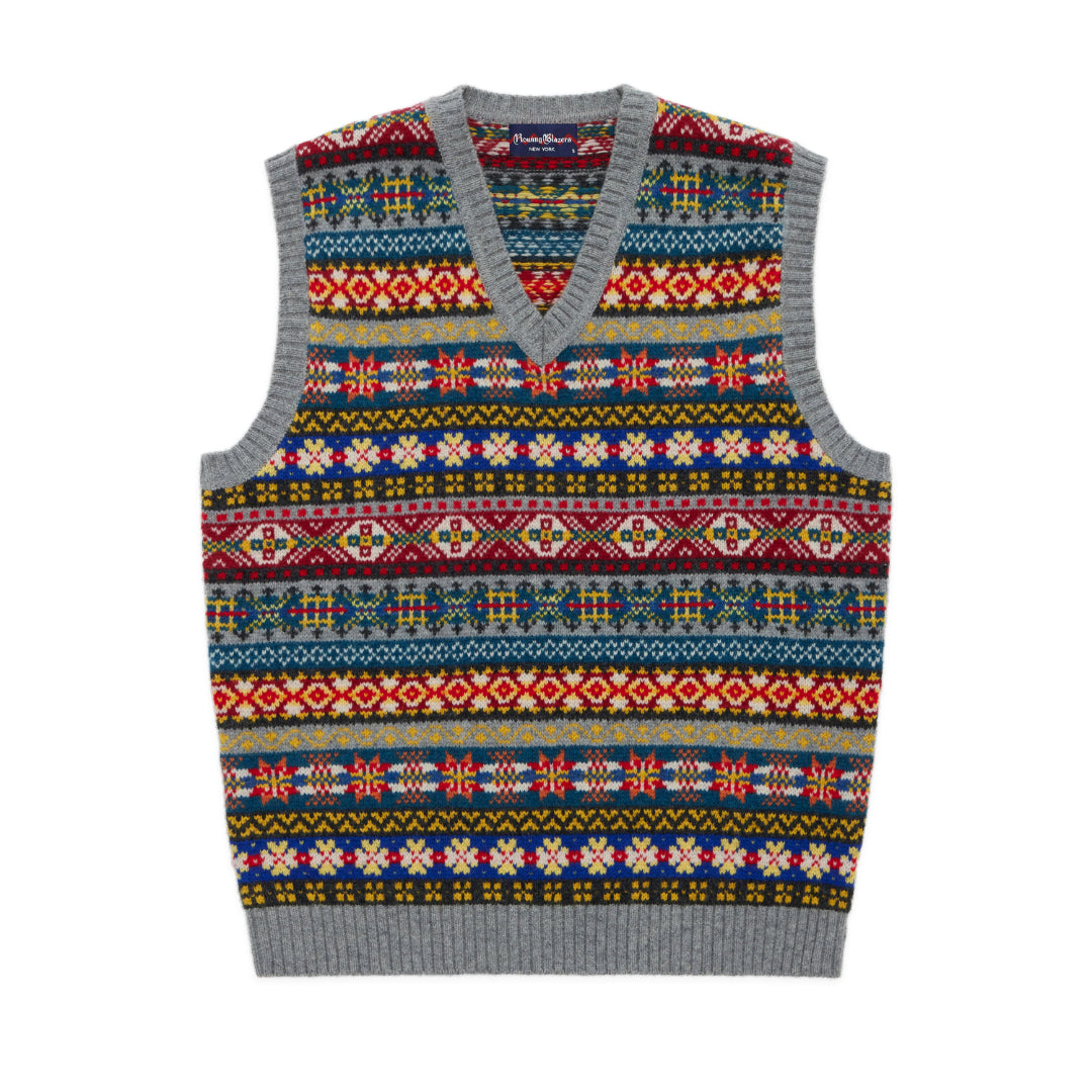 Men's Wool Fair Isle Vest Gray – Rowing Blazers