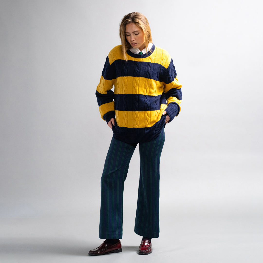 Men's Cashmere Block Stripe Sweater Gold/Navy – Rowing Blazers