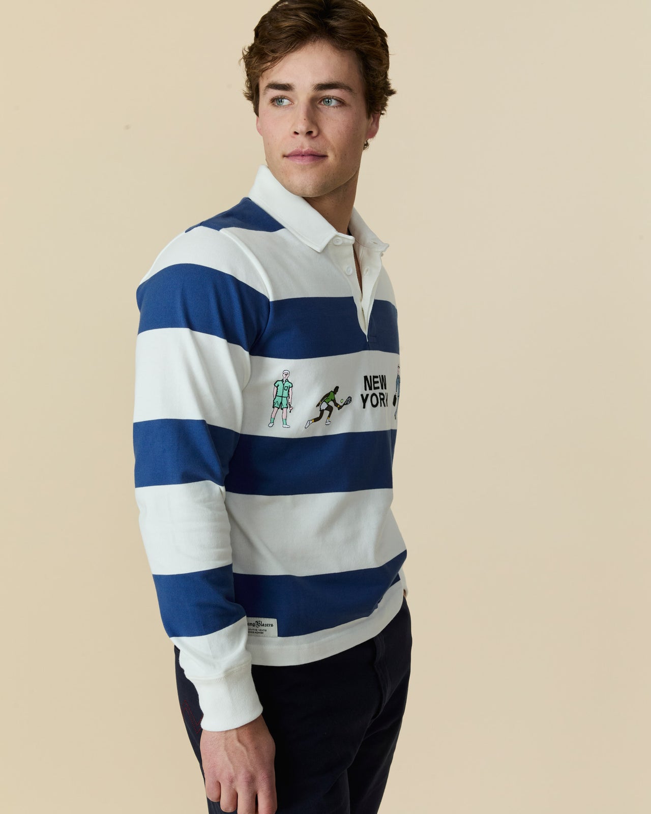 Men's Cotton New York Rugby Blue White Stripe – Rowing Blazers