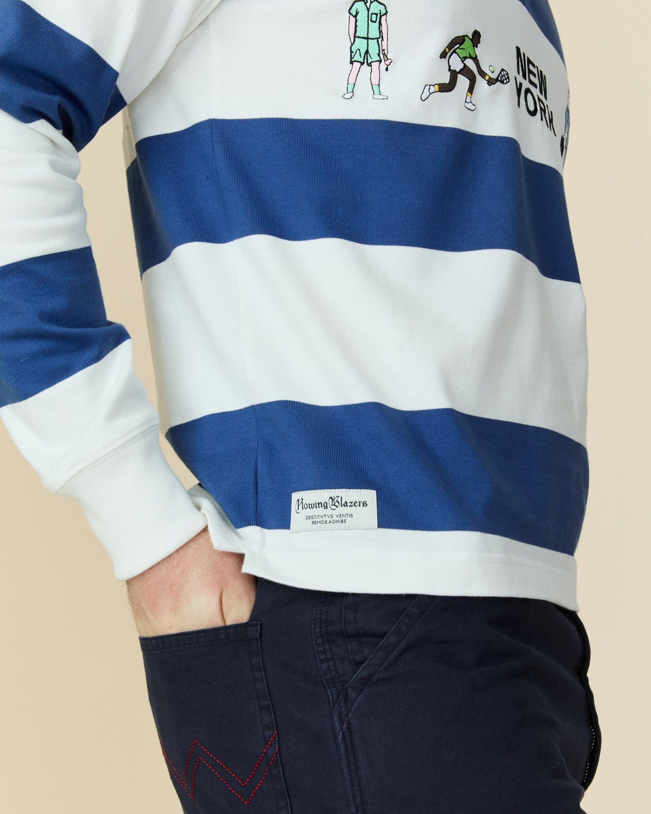 Men's Cotton New York Rugby Blue White Stripe – Rowing Blazers