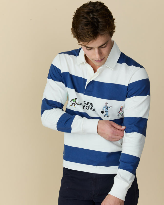 Men's Cotton New York Rugby Blue White Stripe – Rowing Blazers