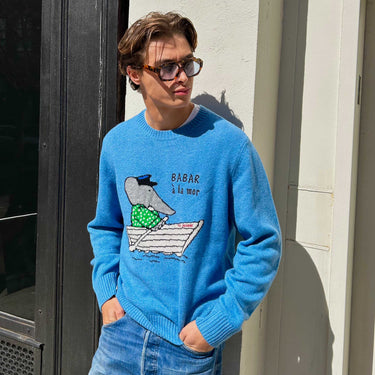 Men's Babar Cashmere Sweater Blue – Rowing Blazers