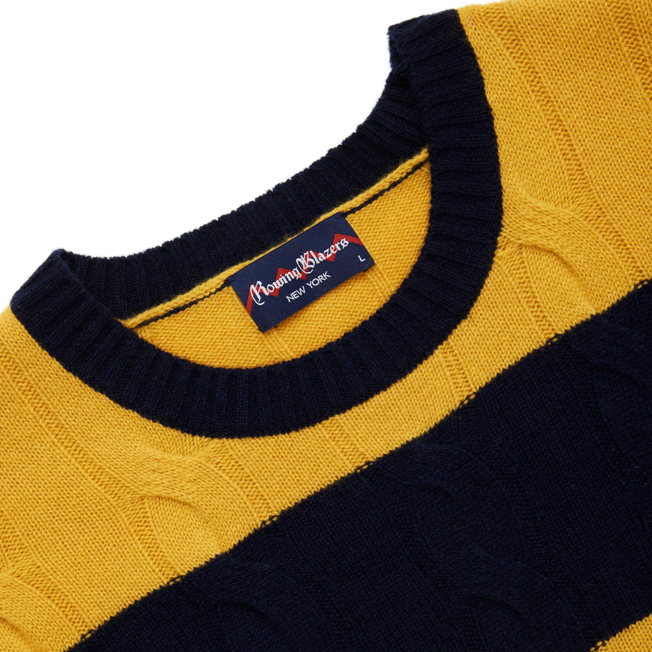 Men's Cashmere Block Stripe Sweater Gold/Navy – Rowing Blazers