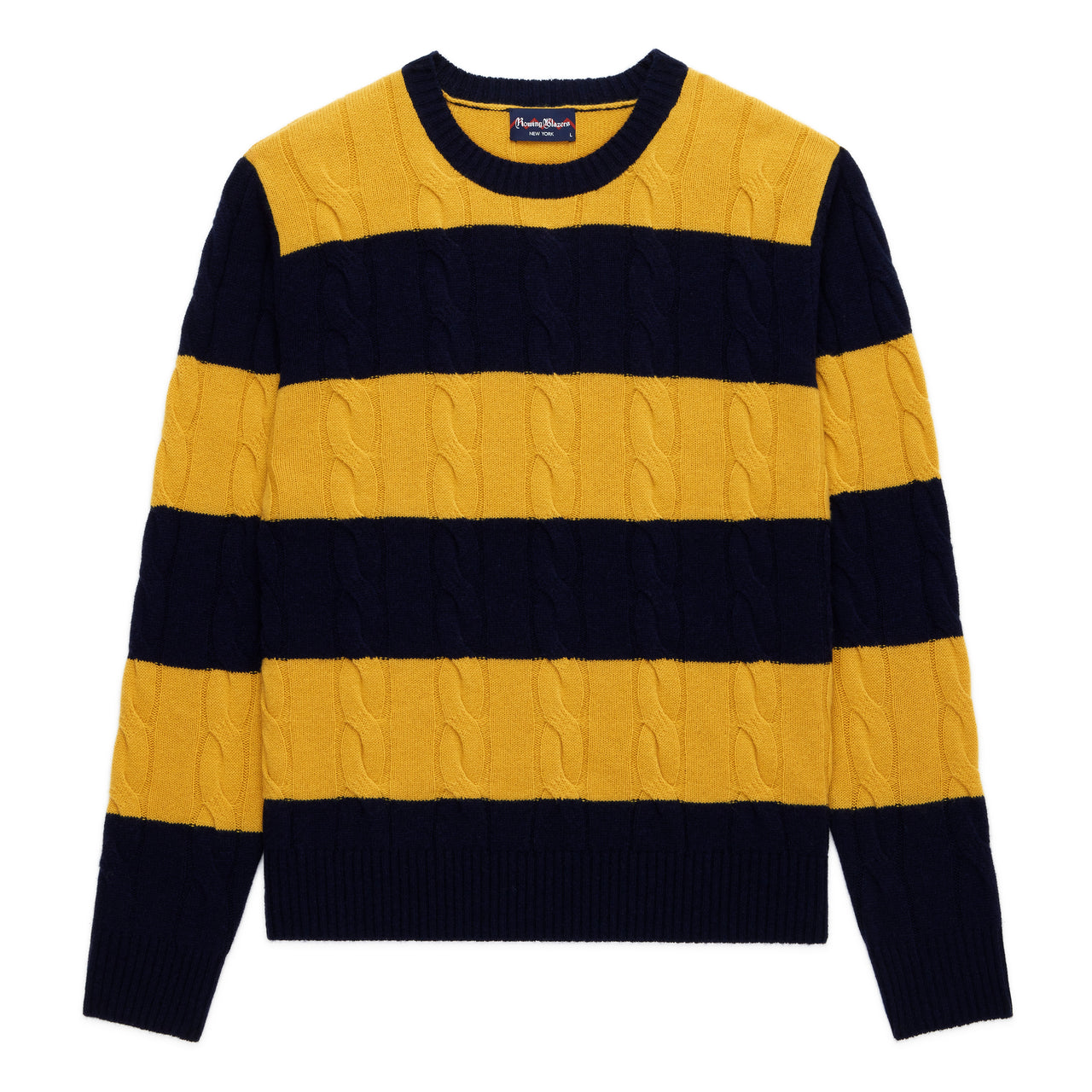 Men's Cashmere Block Stripe Sweater Gold/Navy – Rowing Blazers