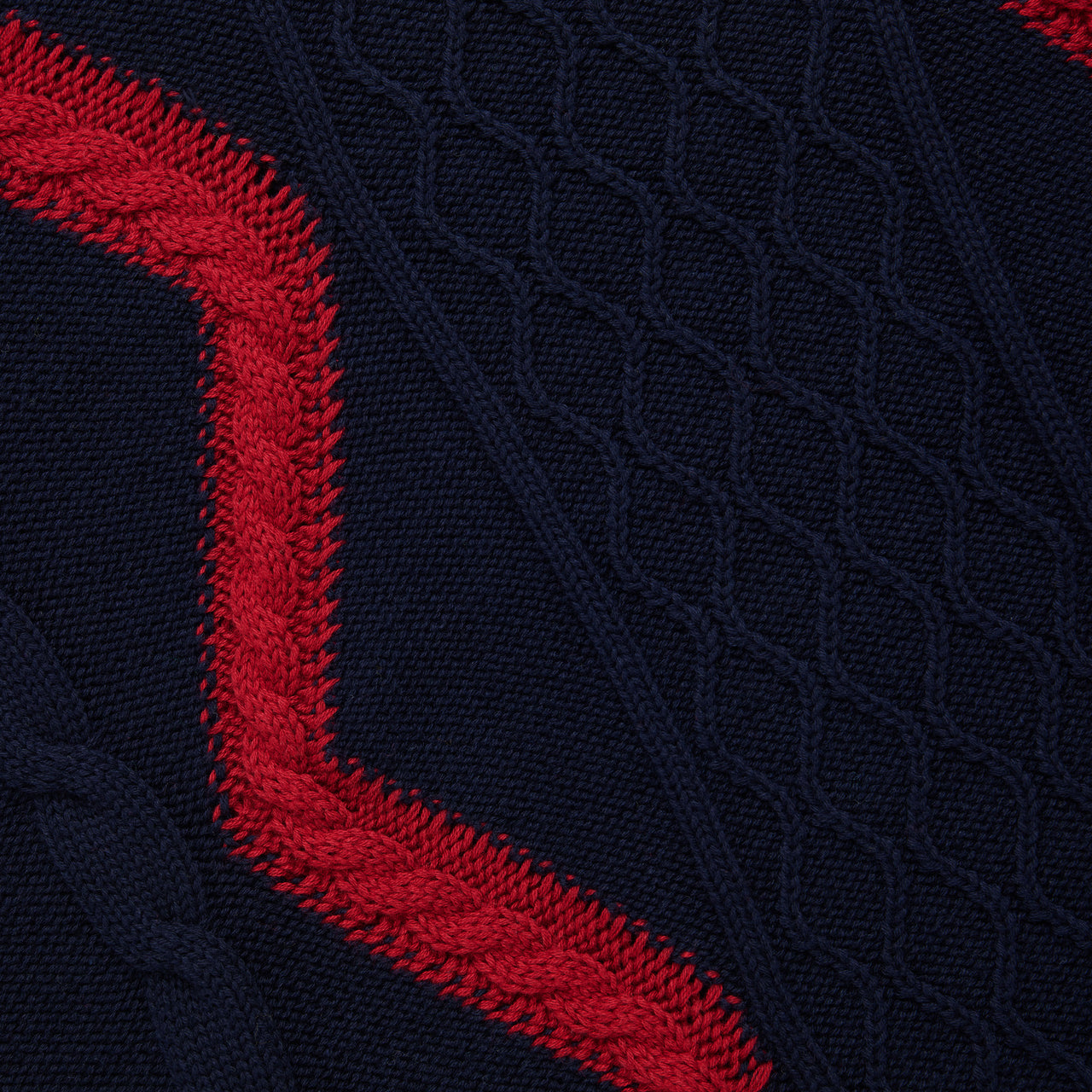 Men's Cotton Zig Zag Cableknit Sweater Navy – Rowing Blazers