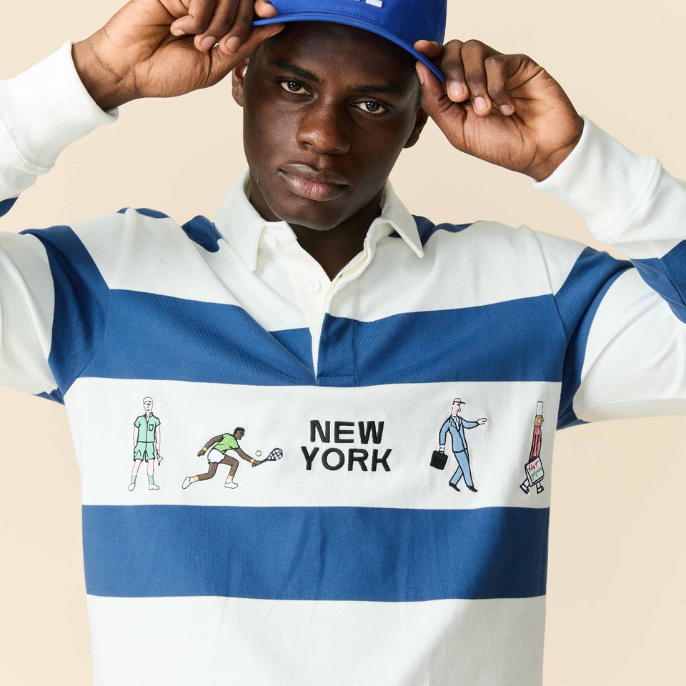 Men's Cotton New York Rugby Blue White Stripe – Rowing Blazers
