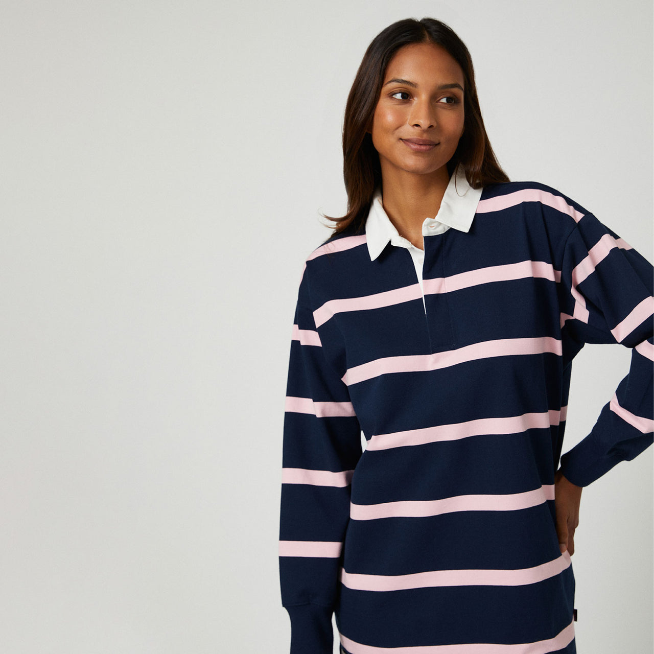 Women's Cotton Stripe Rugby Dress Pink and Navy – Rowing Blazers